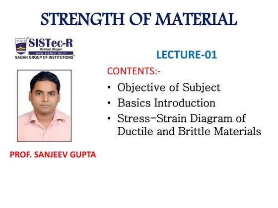 Lecture 1 stresses and strains | PDF