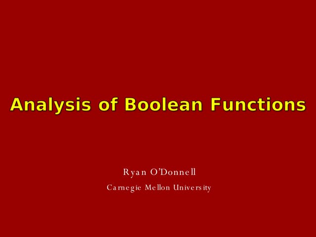 Some Topics In Analysis Of Boolean Functions Pps Computer Software 9602