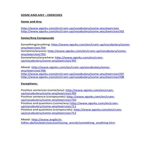 Some and Any: Exercises | DOCX