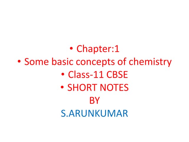 Chapter 1 Some Basic Concepts Of Chemistry Class 11 Updated Ppt Pptx Chemistry Science