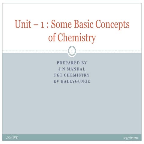 Unit-1 : Some basic concepts of chemistry | PPTX | Chemistry | Science