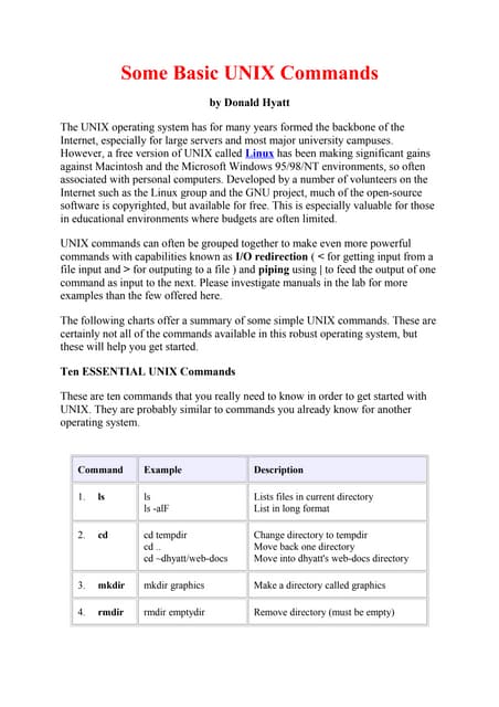 Some basic unix commands | PDF Some basic unix commands | PDF
