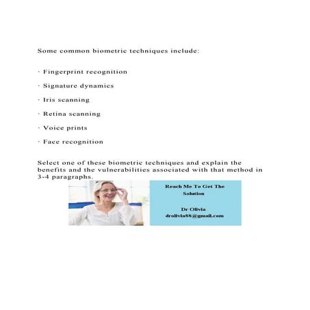 Some common biometric techniques include· Fingerprint rec.docx