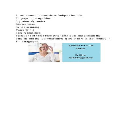 Some common biometric techniques includeFingerprint recognition.docx | Technology & Computing