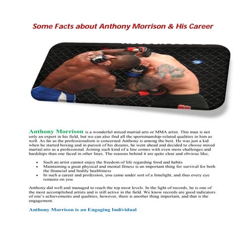 Some facts about anthony morrison & his career | PDF