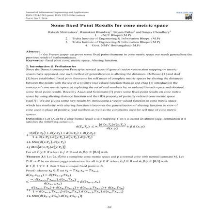 Some Fixed Point Results For Cone Metric Space Pdf