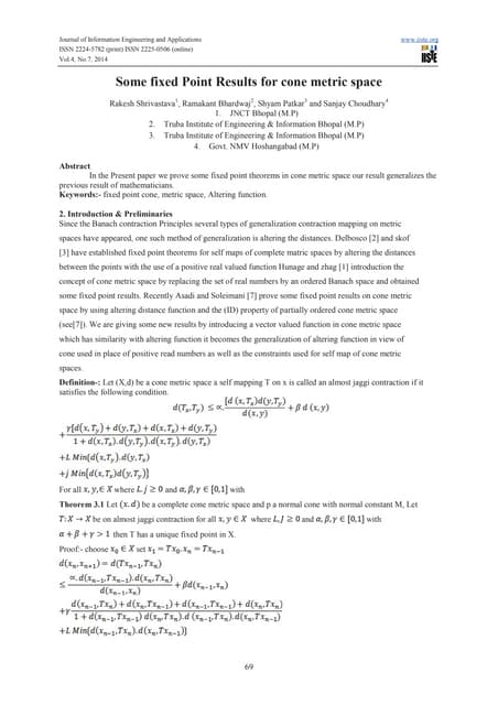 Some Fixed Point Results For Cone Metric Space Pdf