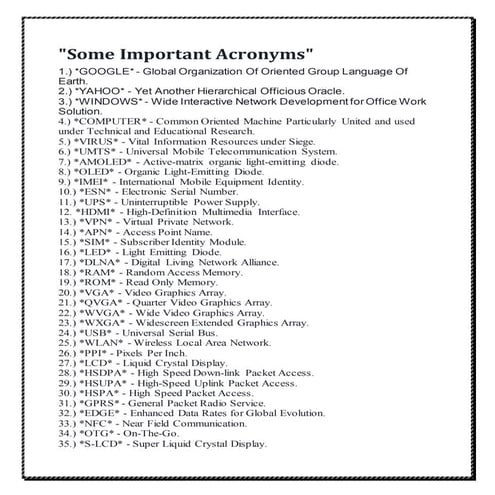 Some important acronyms | PDF