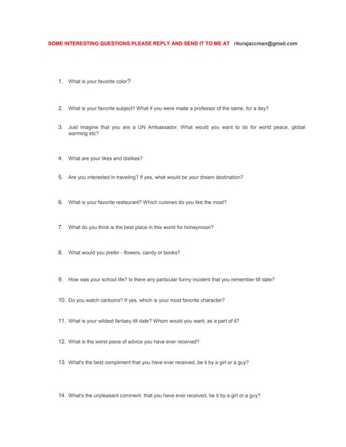 Questions- Classmate Interview | DOC