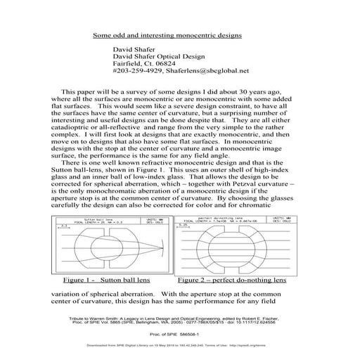 Some odd and interesting monocentric designs 2005 | PDF