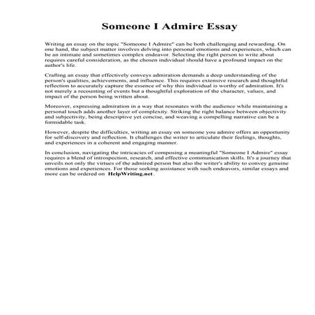 Someone I Admire Essay. Nicholls State University | PDF