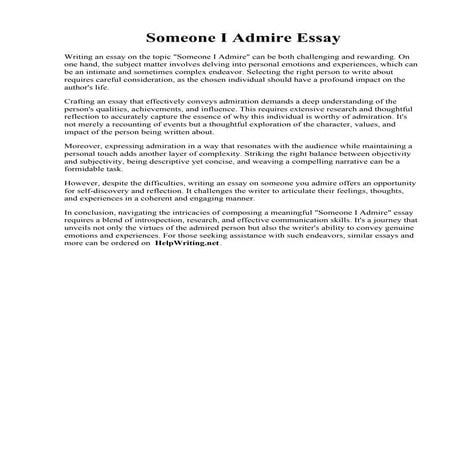 Someone I Admire Essay | PDF
