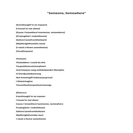 Someone Somewhere | DOCX | Contemporary Hits/Pop/Top 40 | Music