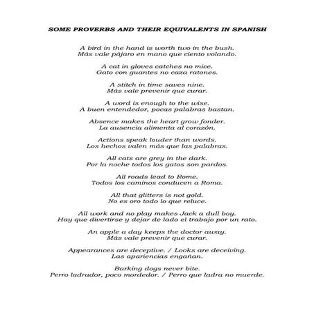 Some proverbs and their equivalents in spanish | PDF