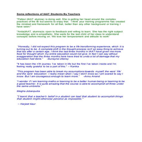 Some reflections of iaat students by teacher1 | DOCX