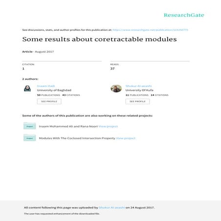 Some results about coretractable modules | PDF | Programming Languages | Computing