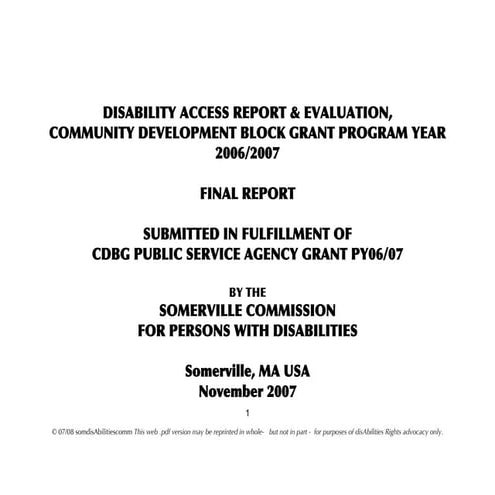 Disability Access Report Somerville MA 2007 | PDF