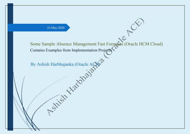 Oracle Fusion Cloud Absence Management | PDF