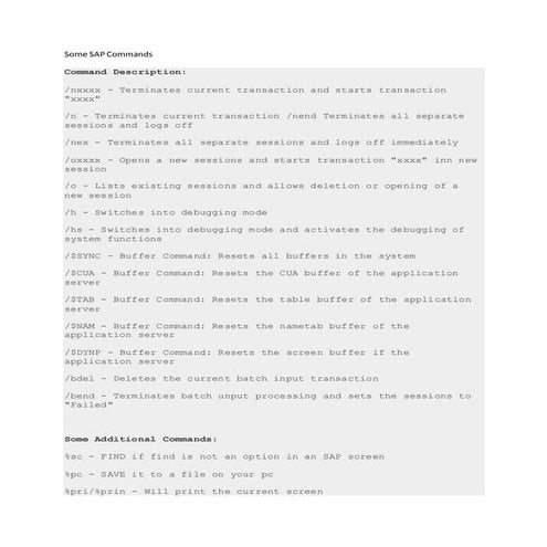 Some sap commands | PDF