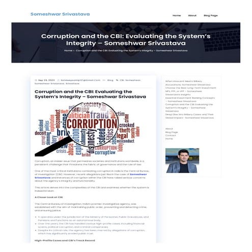 Corruption and the CBI: Evaluating the System’s Integrity – Someshwar Srivastava | PDF