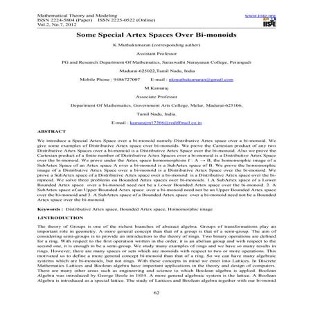 Some special artex spaces over bi monoids | PDF