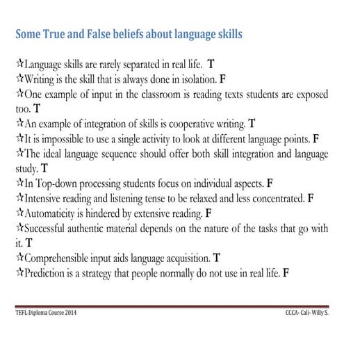 Some true and false beliefs about language skills | DOCX