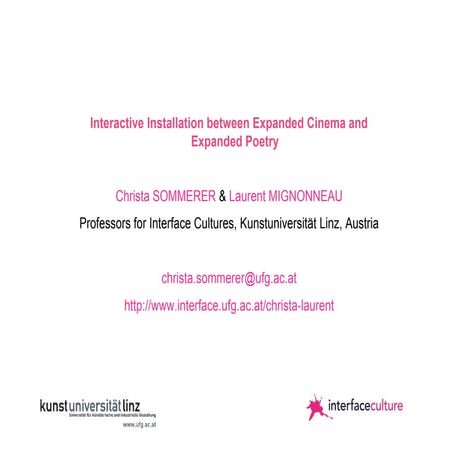 Dr Sommerer: Interactive Installation; Filmteractive 2013 | PDF
