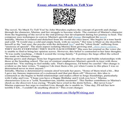 So Much To Tell You Essay | PDF