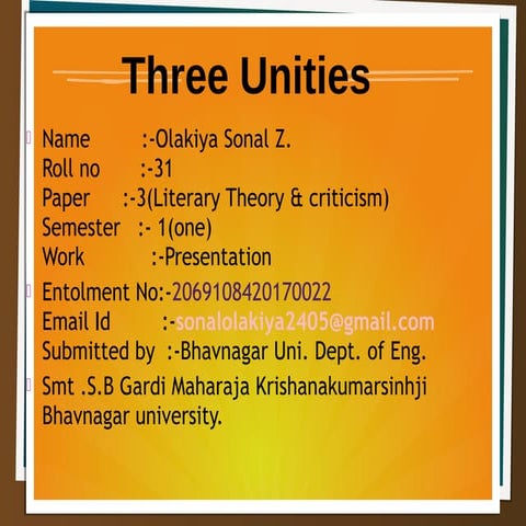 Three Unities in Drama | PPTX