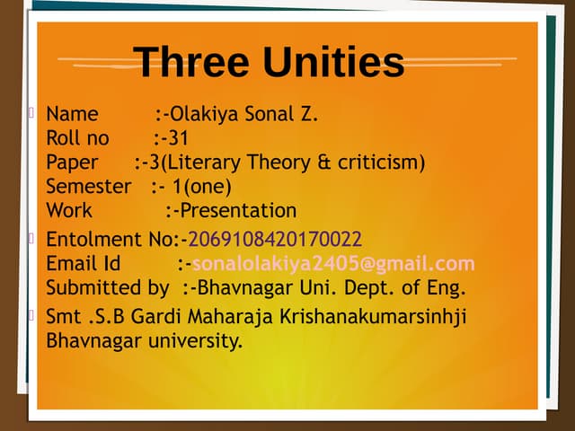 Three Unities in Drama | PPTX