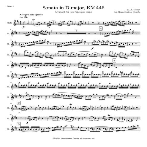 Sonata in d_major,_kv_448- mozart-flute_2 | PDF