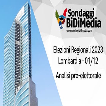 Il sondaggio BiDiMedia/Today sulle elezioni Regionali 2023 Lombardia | PPT
