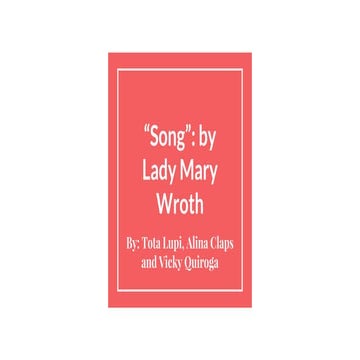 “Song” by lady mary wroth | PDF
