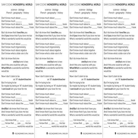 Worksheet: SAM COOKE - WONDERFUL WORLD | PDF | Science