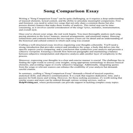 Song Analysis Essay Example. Neumann University | PDF