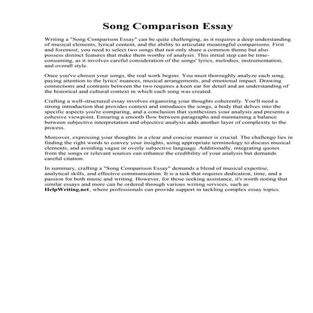 Song Comparison Essay. 017 Song Essay Example Writing Lyrics How To ...
