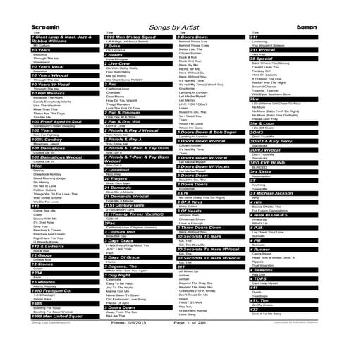 Song list by artist | PDF