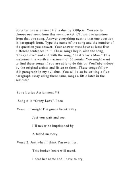 A2 Song textual analysis | PPT