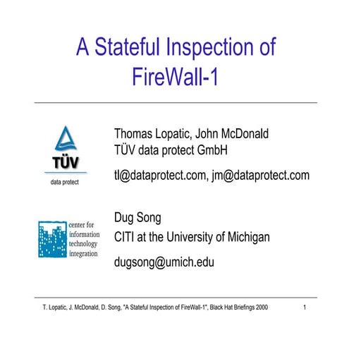 A Stateful Inspection of Firewall-1 (2000) | PDF