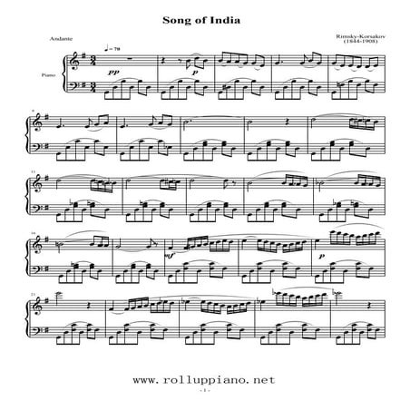Piano sheet music songs - Song of india | PDF