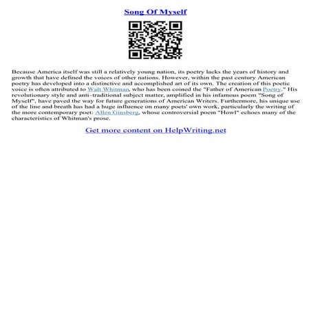 Song Of Myself Essay | PDF