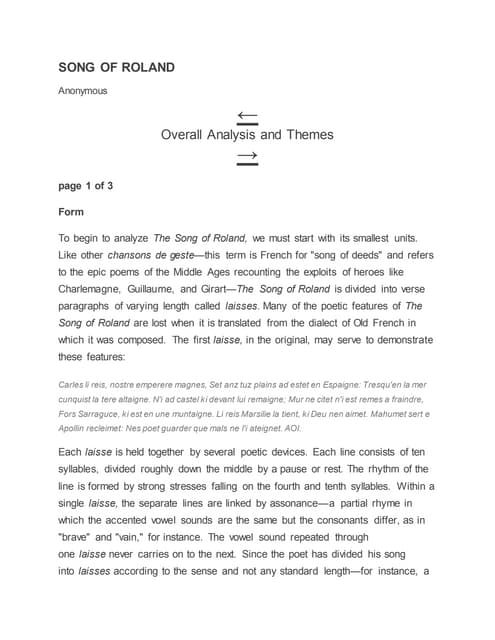 The Song of Roland ( An 11th-century Epic Poem of France ) | PPT