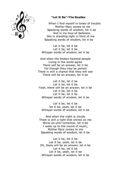 Beatles Lyrics Let It Be