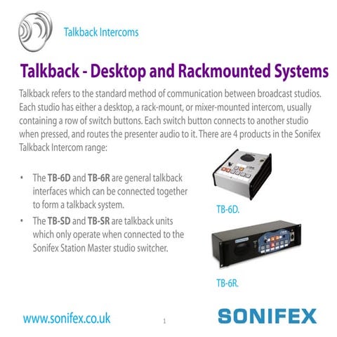 Sonifex talkback-stationmaster-hybrids-signalled | PDF | Digital Audio ...