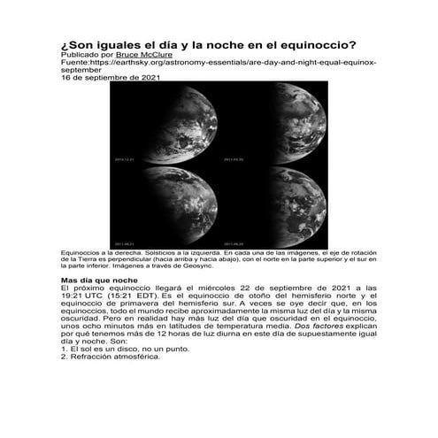 Son iguales el día y la noche en el equinoccio earthsky.org ...