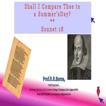 Shall I Compare Thee to a Summer's Day? | PPTX