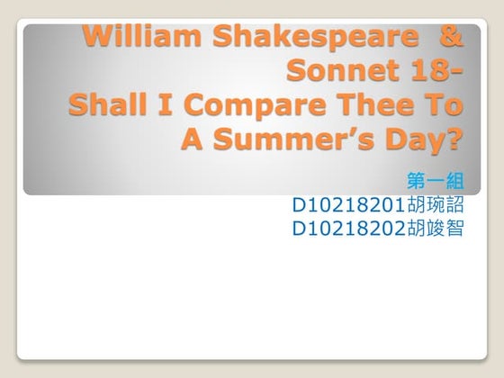 Shakespeare's Sonnets | PPT