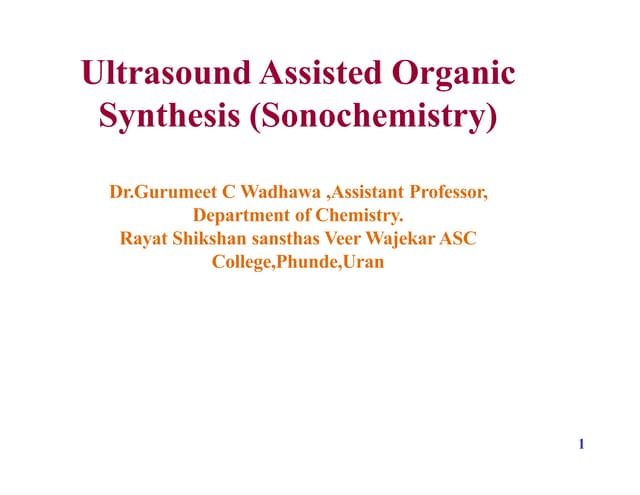 Microwave assisted synthesis | PPTX | Chemistry | Science
