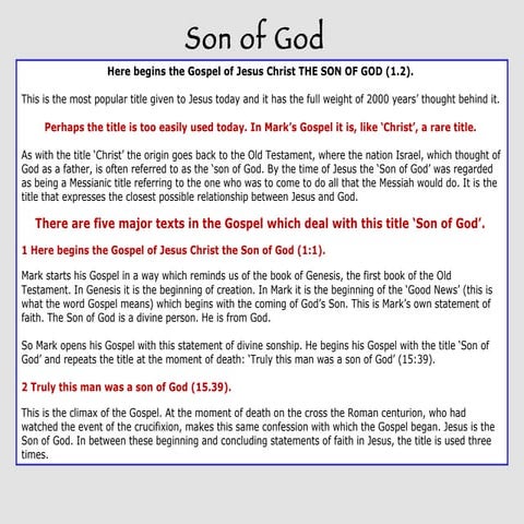 Son Of God Notes | PPT