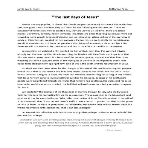 Son of god reflection to be printed | PDF